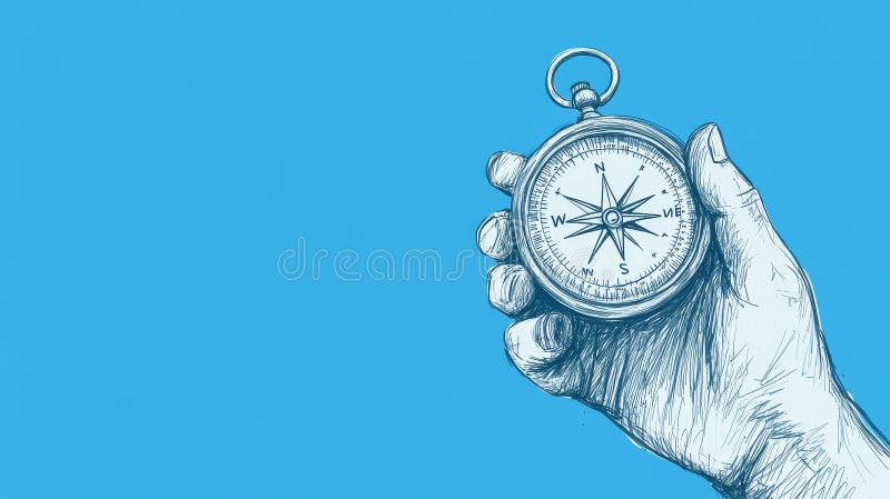 A Hand Holds a Compass Symbolizing Direction Guidance Exploration ...