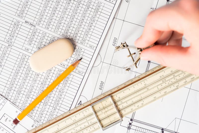 Hand Holds the Compass To Create a Drawing Stock Photo - Image of ...