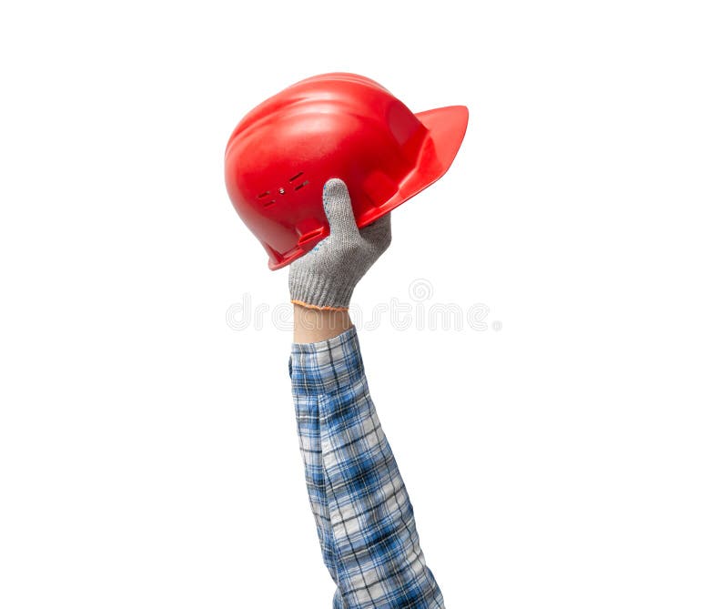 Hand Holds a Construction Helmet Stock Image - Image of people, helmet ...