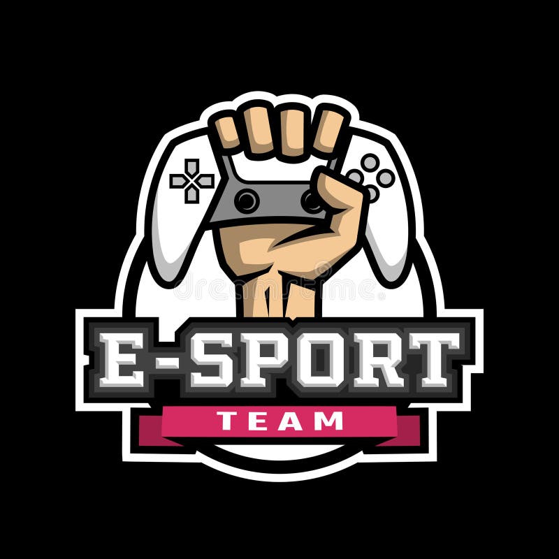 The Hand Holds the Controller. E-sport Logo on a Dark Background Stock ...
