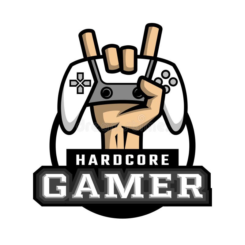 The Hand Holds the Controller. Hardcore Gamer Logo Stock Vector ...
