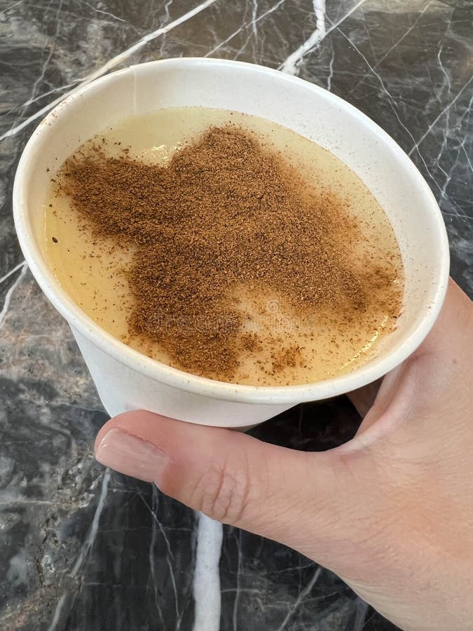Hand Holds Cup of Traditional Turkish Fermented Barley Drink with ...