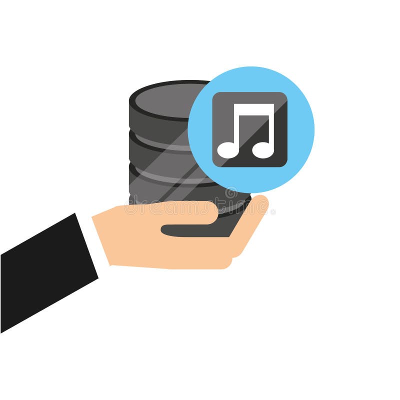 Hand holds data music icon stock vector. Illustration of message - 81703170