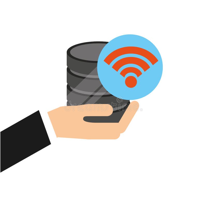 Hand Holds Data Wifi Connected Icon Stock Vector - Illustration of ...