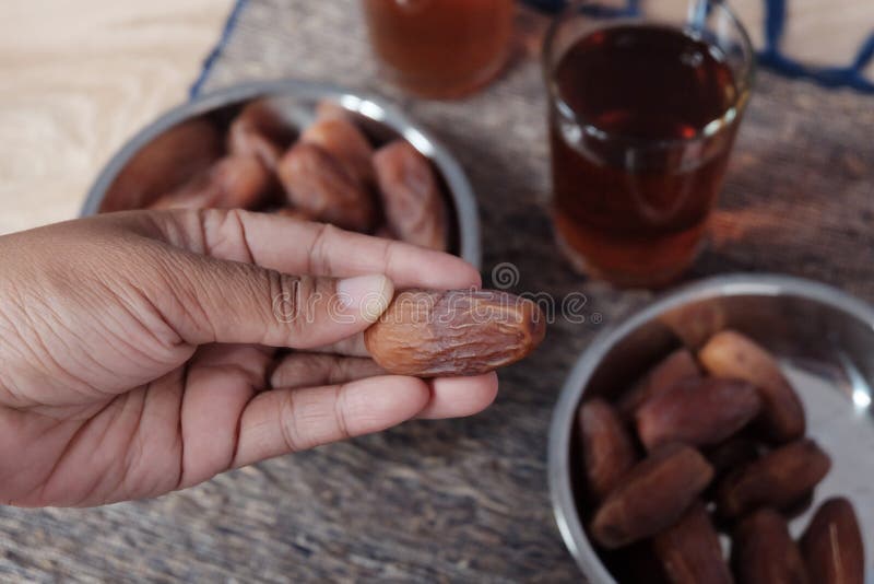 Dates Fruit on a Stainless Bowl Stock Photo - Image of beverages ...