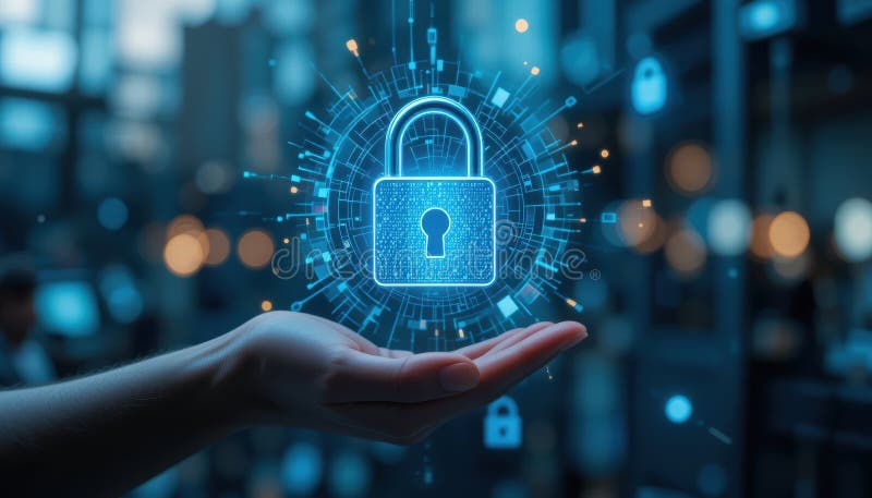 Hand Holds Digital Padlock Symbolizing Cybersecurity and Data ... Hand Holds Digital Padlock Symbolizing Cybersecurity and Data ...