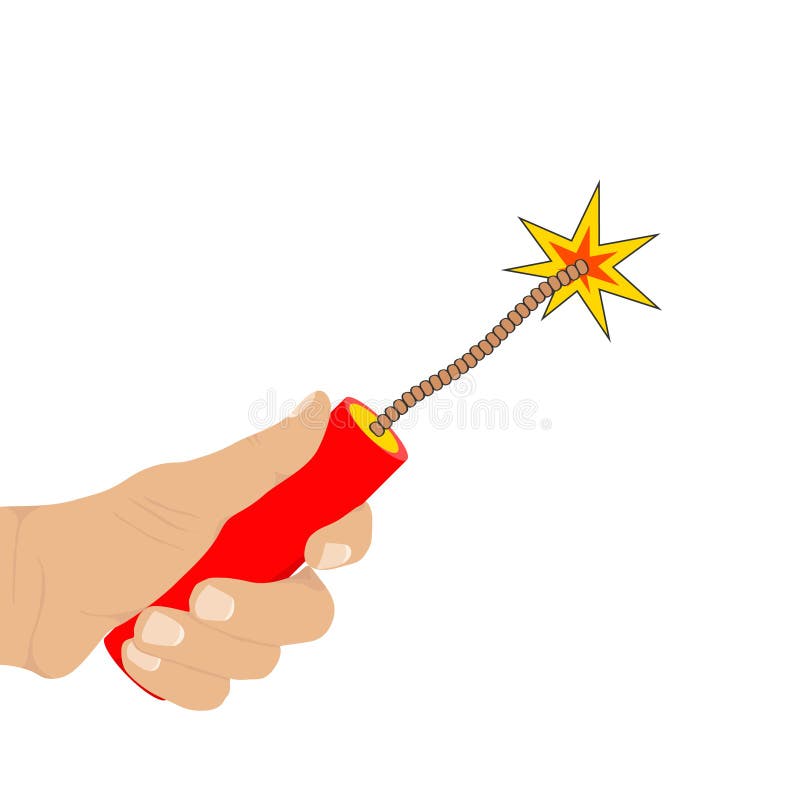 The hand holds dynamite stock vector. Illustration of explosive - 100963425