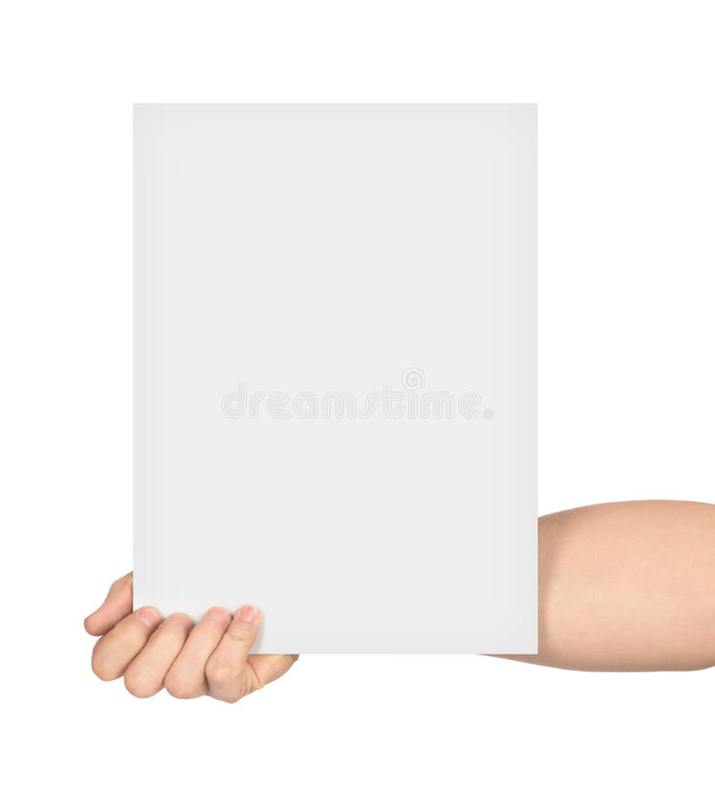 Hand Holds Empty Sheet of Paper Stock Photo - Image of hand, advertise ...