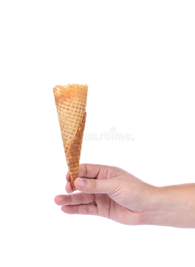 Hand Holds Empty Sugar Waffle Cone Stock Photo - Image of baking, food ...