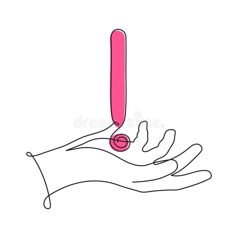 Hand Holds Exclamation Mark One Line Art,hand Drawn Admiration Sign ...