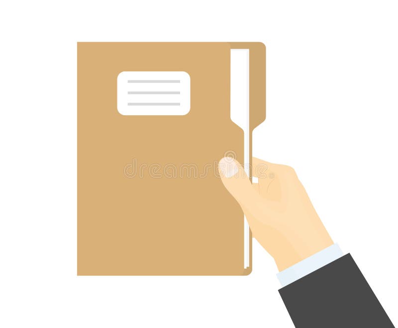 Hand holds file folder stock vector. Illustration of cardboard - 244555353