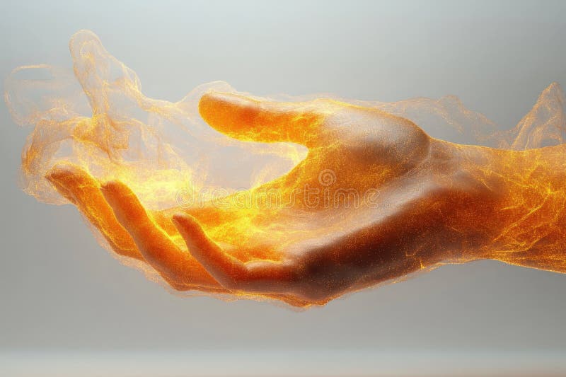 Hand Holds Flames of Fire, Representing Power and Transformation in a ...