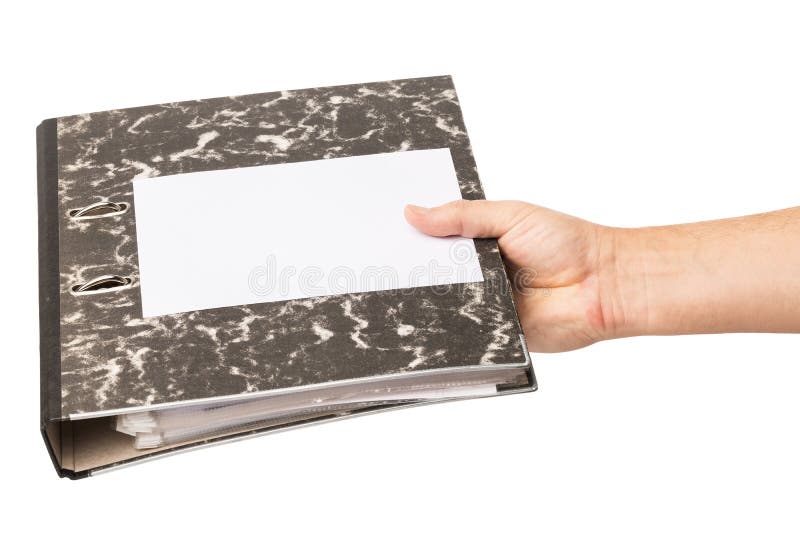 Hand Holds Folder with Documents, on White Background, Template for ...