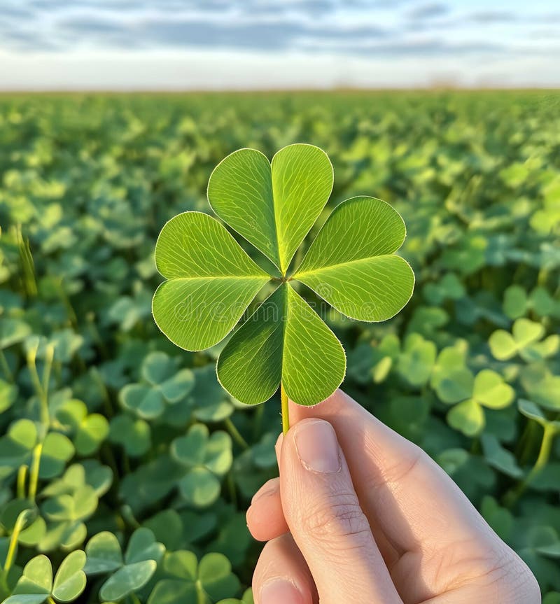 Four Leaf Clover in a Clover Field Stock Illustration - Illustration of ...