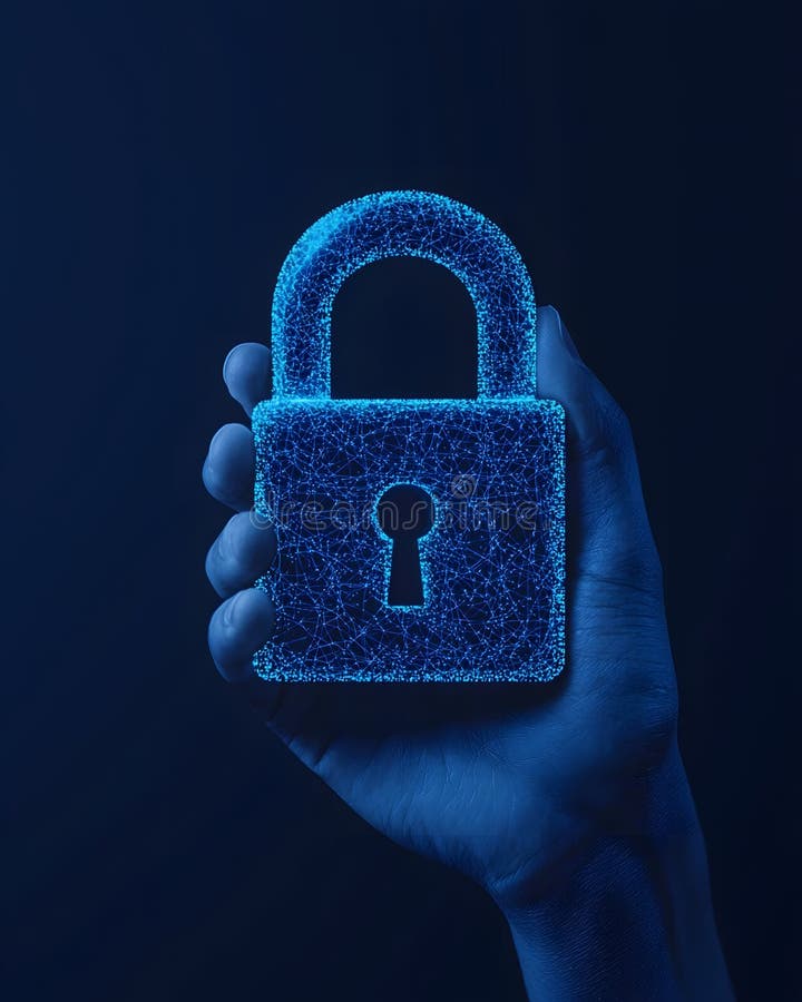 Secure Data Cyber Safety Digital Privacy Hand Holding Glowing Padlock ...