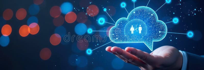 A Hand Holds a Glowing Cloud Icon, Illustrating Technology and User ...