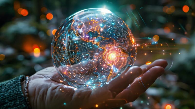 Holographic Earth Globe Held in Hand, Representing Interactive Learning ...