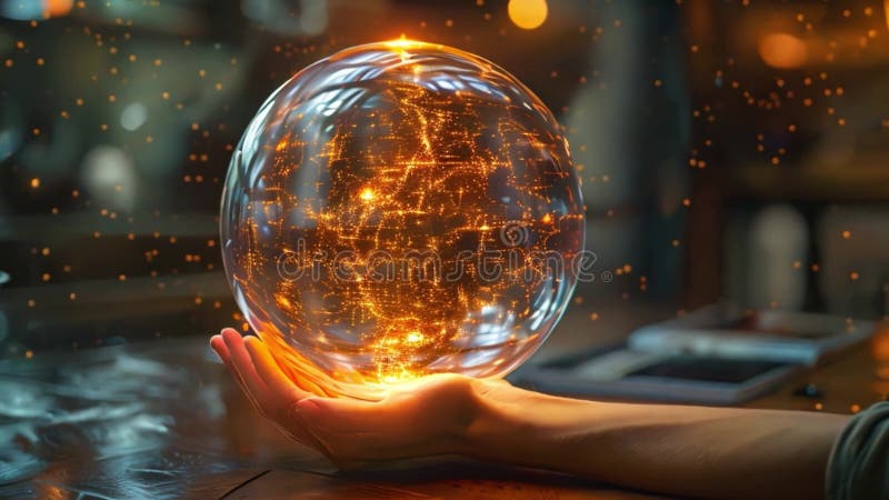 Holographic Language Tutor in a Hand Stock Footage - Video of education ...