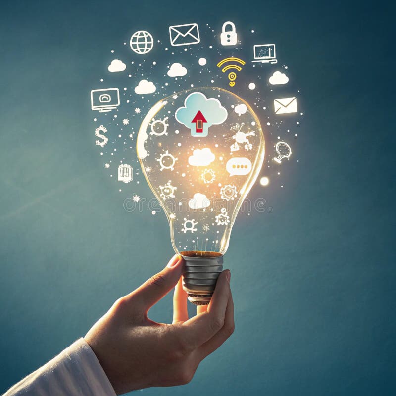 Digital Transformation Concept with Bright Lightbulb and Internet ...