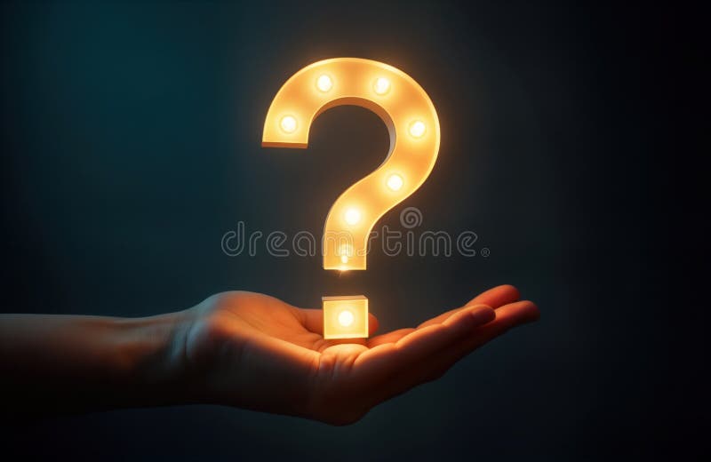 Hand Holds Glowing Question Mark. Concept of Seeking Answers Solutions ...