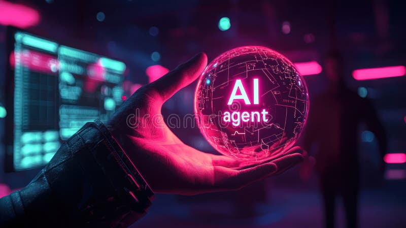 Hand Holds Glowing Sphere Labeled AI Agent, Representing Advanced ...