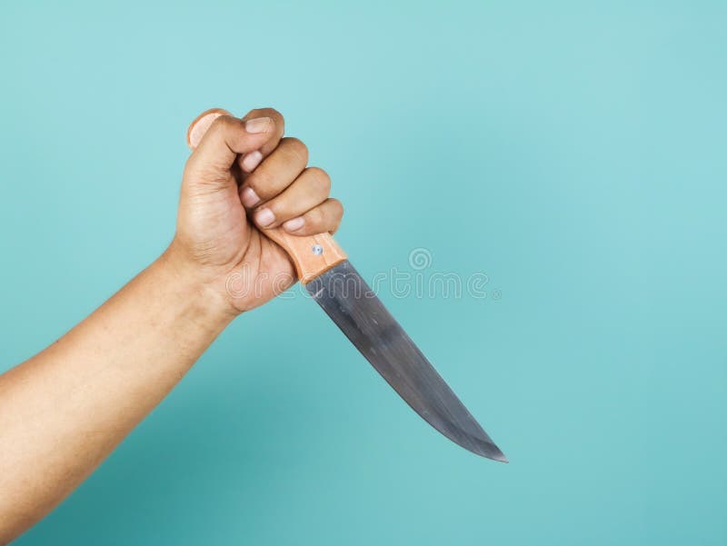 Hand Holds Knife in Angry Grip Stock Image - Image of attack, concept ...