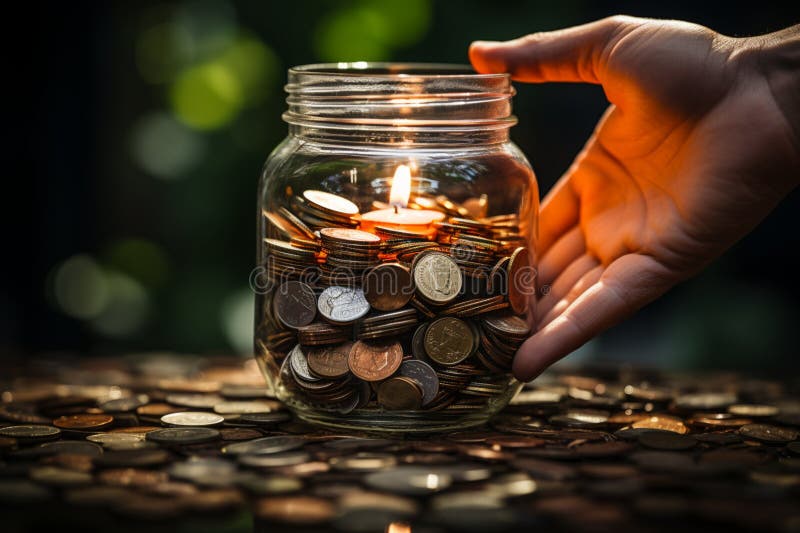Hand Holds a Light Bulb Amidst a Stack of Coins, Representing Creative ...