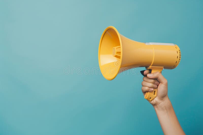 Hand Holds Megaphone. Communication, Announcement, Promotion Concept ...