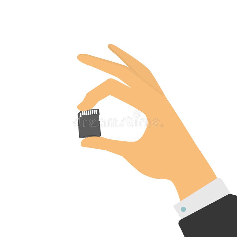The Hand Holds a Memory Card Stock Vector - Illustration of closeup ...