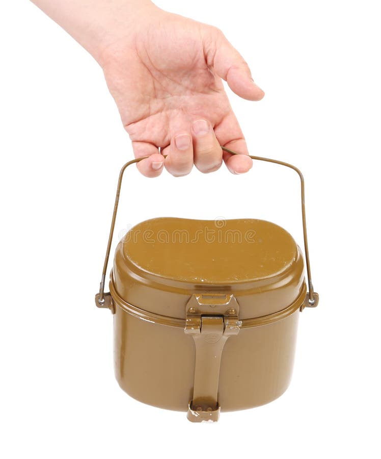 Hand Holds Military Lunch Box. Stock Photo - Image of food, container ...