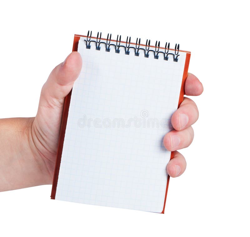 Hand Holds Notebook Isolated. Stock Photo - Image of business, reminder ...