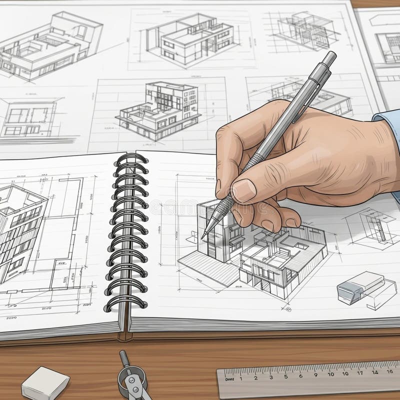 Hand Drawing Building Pen Stock Illustrations – 4,340 Hand Drawing ...