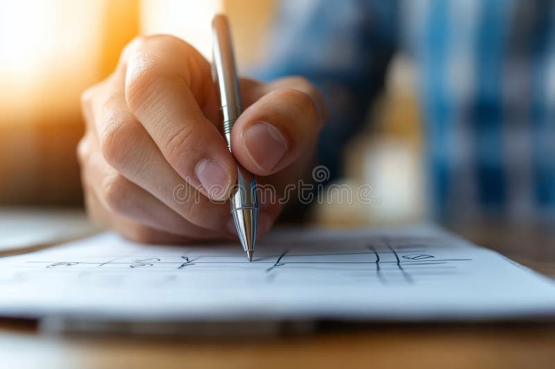 Hand Holds a Pen Writing on a Document Stock Photo - Image of writing ...