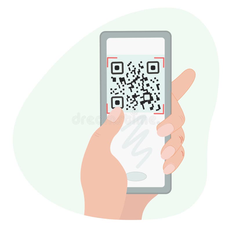 A Hand Holds a Phone with a Qr Code on the Screen. Scan Code Over the ...