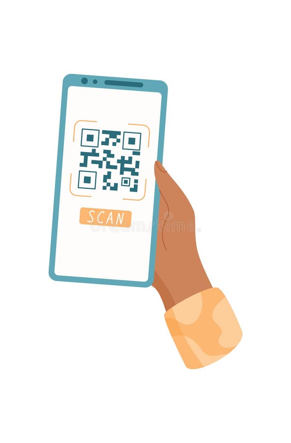 Hand Holds Phone for QR Scan Stock Vector - Illustration of code, cell ...