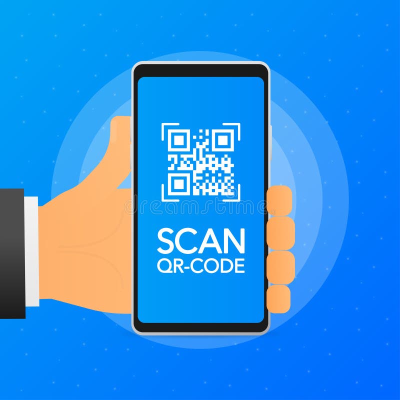 Scan Qr Code Hand Blue Background Stock Illustrations – 71 Scan Qr Code ...