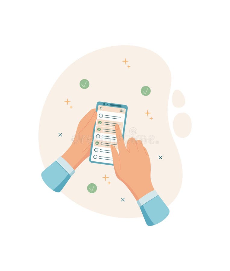 Hand Holds Phone with To-Do List Stock Vector - Illustration of ...