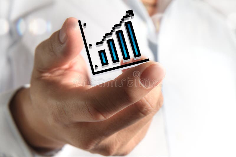 Business Man Point Hand on the Top of Arrow Graph with High Rate of ...