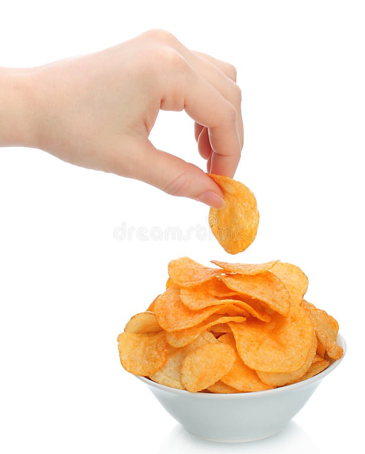 Hand holds a potato chip stock image. Image of crispy - 23590751