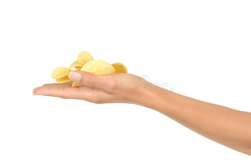 Hand holds potato chips stock photo. Image of crispy - 61692016