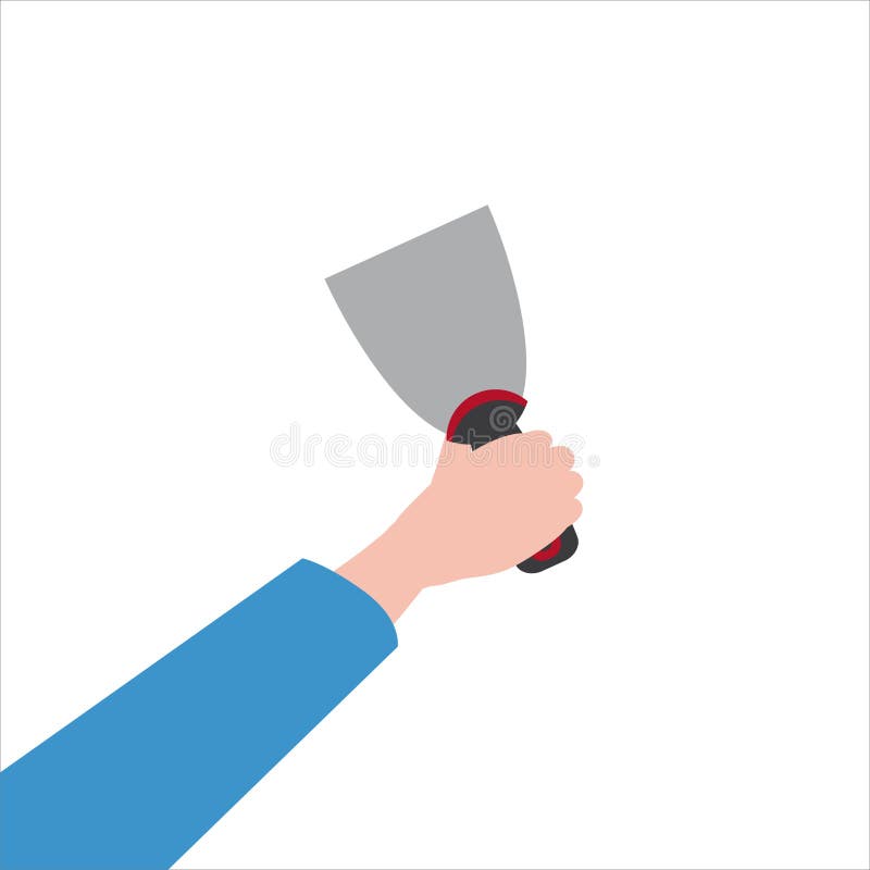 Hand Holds Putty Knife, Tool, Illustration, Vector Isolated, Cartoon ...