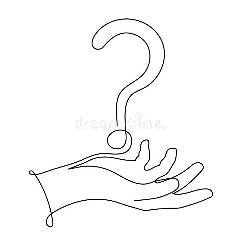 Hand Holds Question Mark One Line Art, Hand Drawn Asking Sign ...