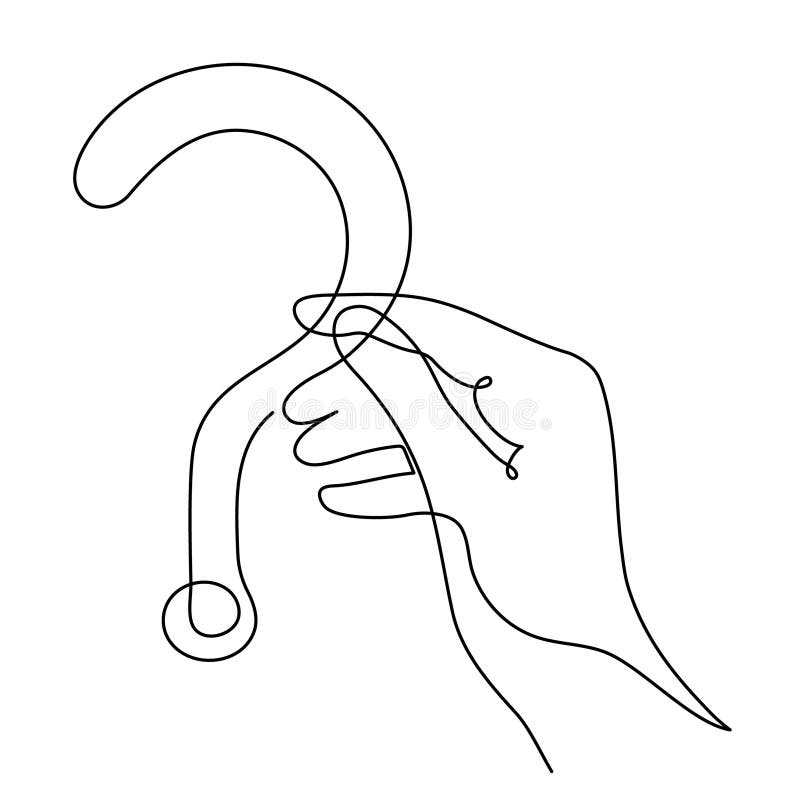 Hand Holds Question Mark One Line Art Hand Drawn Asking Sign Idea