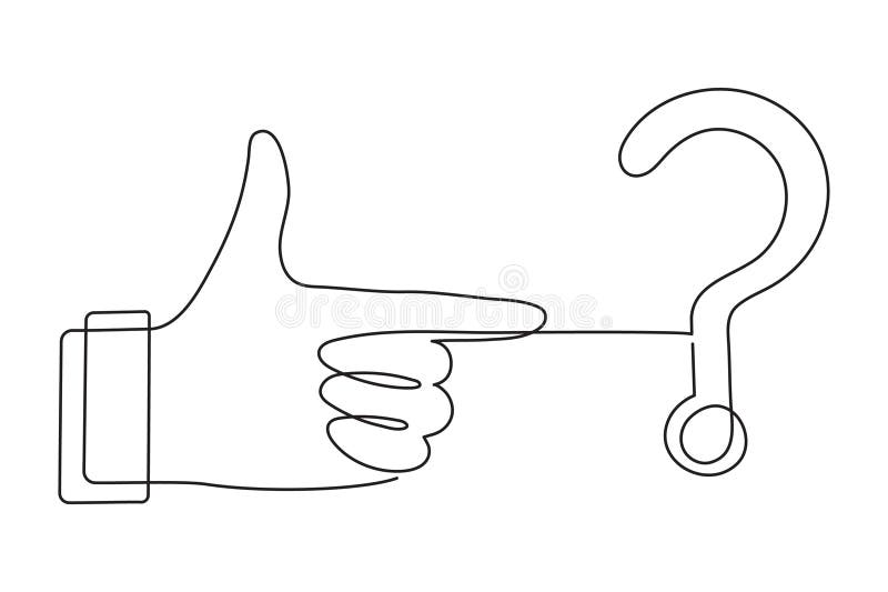 Hand Holds Question Mark One Line Art, Hand Drawn Asking Sign, Idea ...