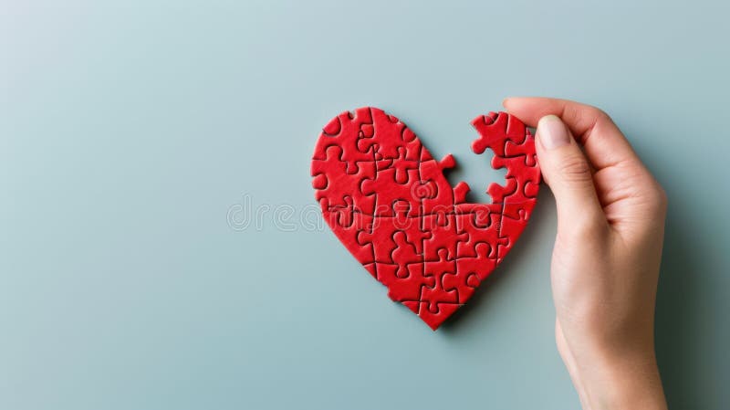 The Hand Holding Puzzle Heart. AI Generated Stock Illustration ...