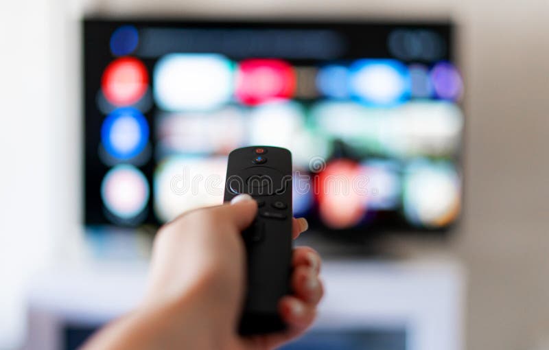 Hand Holds Remote Control from Smart TV Stock Photo - Image of plasma ...