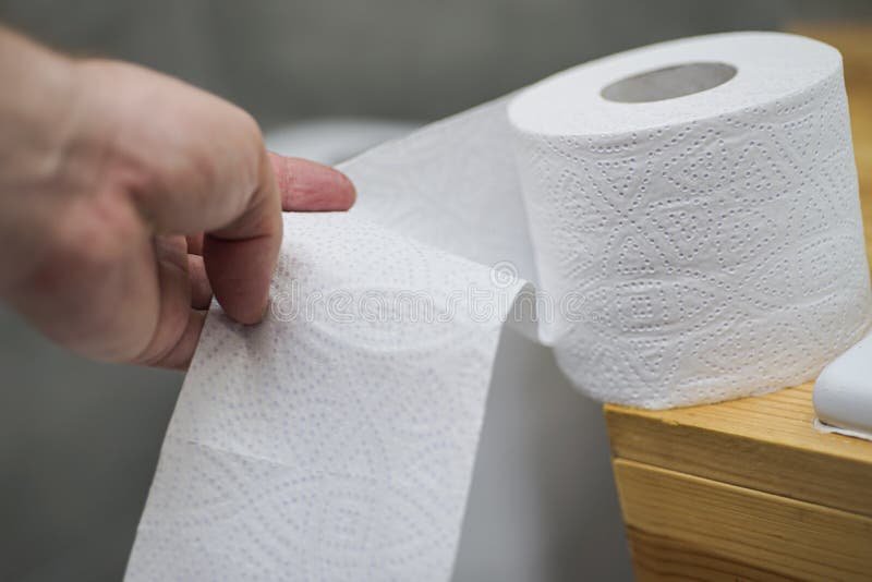 Hand Holds a Roll of Toilet Paper Stock Photo - Image of rolls ...
