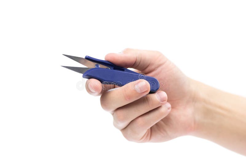 The Hand Holds Scissors for Cutting Threads. Close Up Stock Photo ...