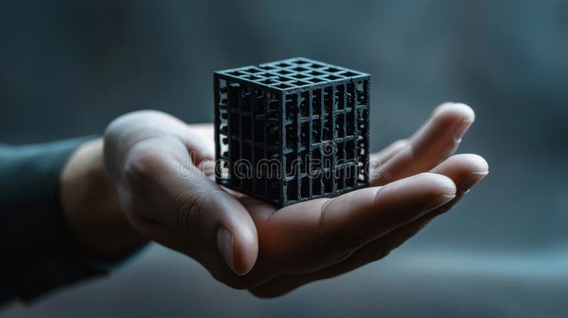 A Hand Holds a Small Black Cube with a Series of Tiny Openings Covering ...