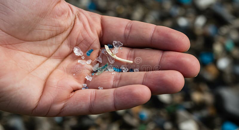 A Hand Holds Small Pieces of Microplastic Debris. the Fragments are ...